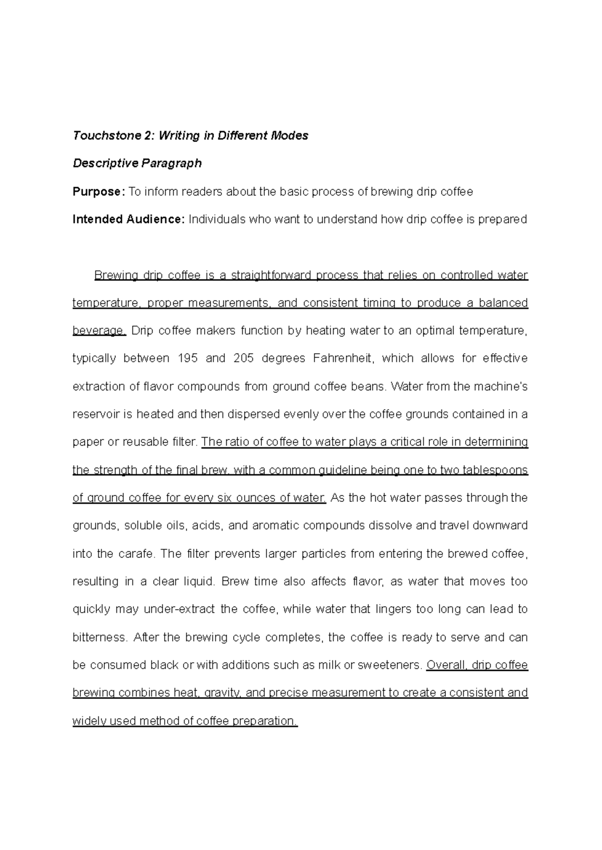 Touchstone 2: Writing Modes - Descriptive Paragraphs on Coffee & Parks ...
