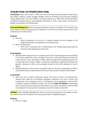 D4 stalin revision notes - 33 AS History: Unit 1 Stalin9s Russia 1924 ...