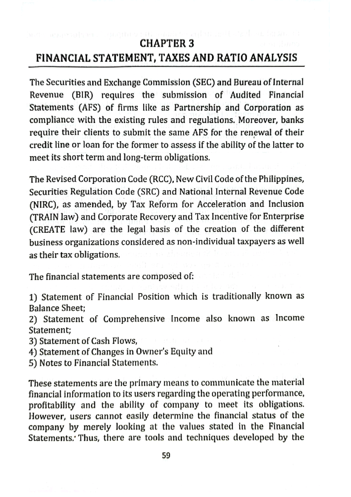 Fin Man Chapter 3 - Notesss - CHAPTER 3 FINANCIAL STATEMENT, TAXES AND ...
