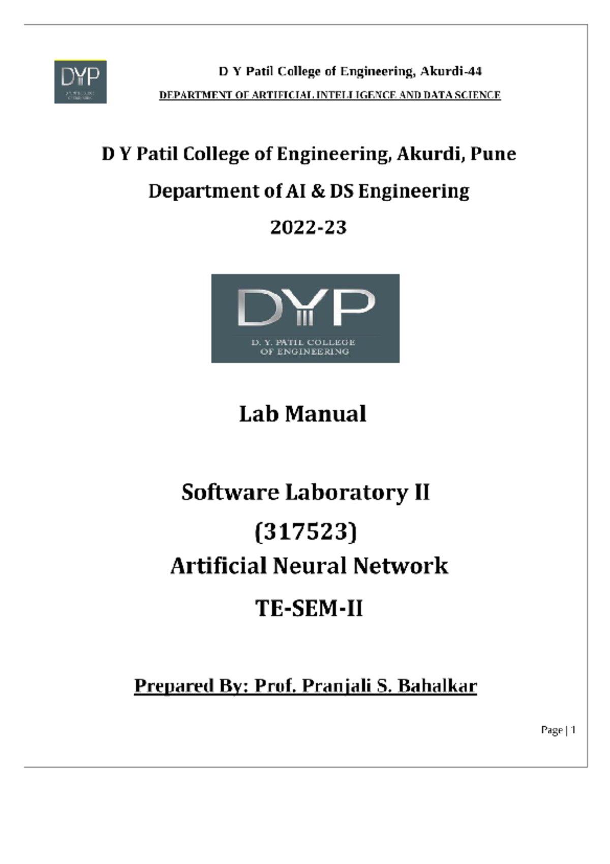 DYP 317523 ANN Lab Manual: Python Programs for Activation Functions - Studocu