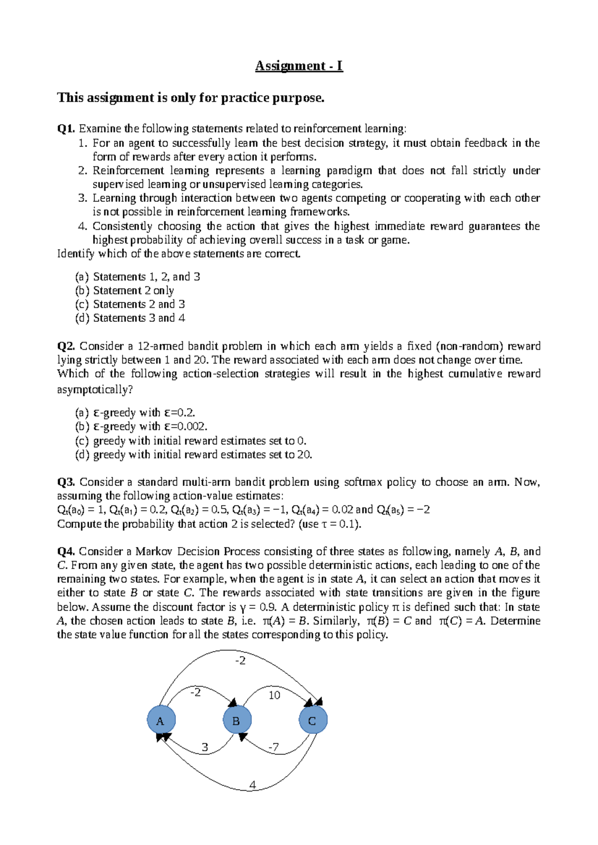 Practice Quiz 1 RL - Module 1: Sutton & Barton Exam Prep - Studocu