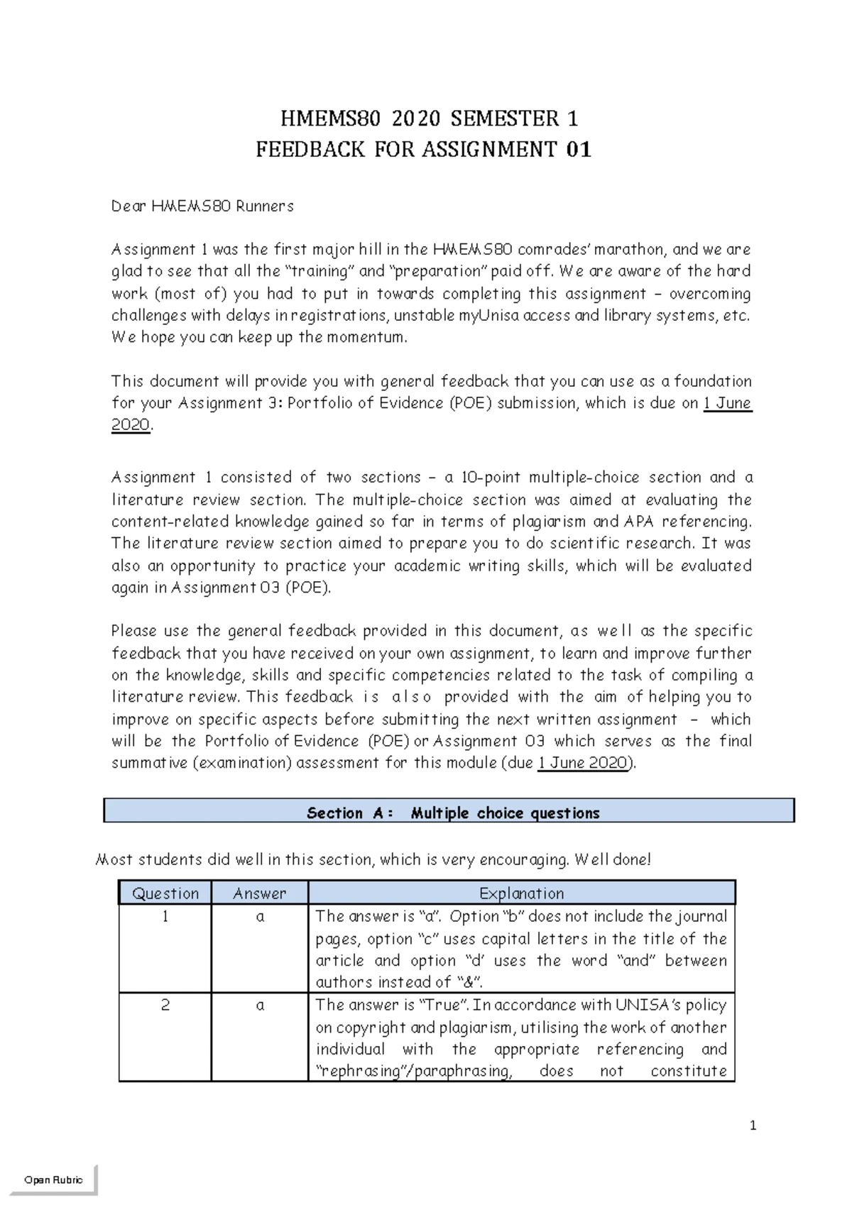 HMEMS80 POE - Completed Module POE - PORTFOLIO OF EVIDENCE RESEARCH METHODOLOGY HMEMS Name and ...