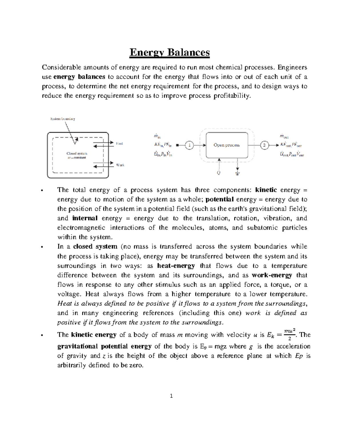 Energy Balance Concepts and Worked Examples for Chemical Processes ...
