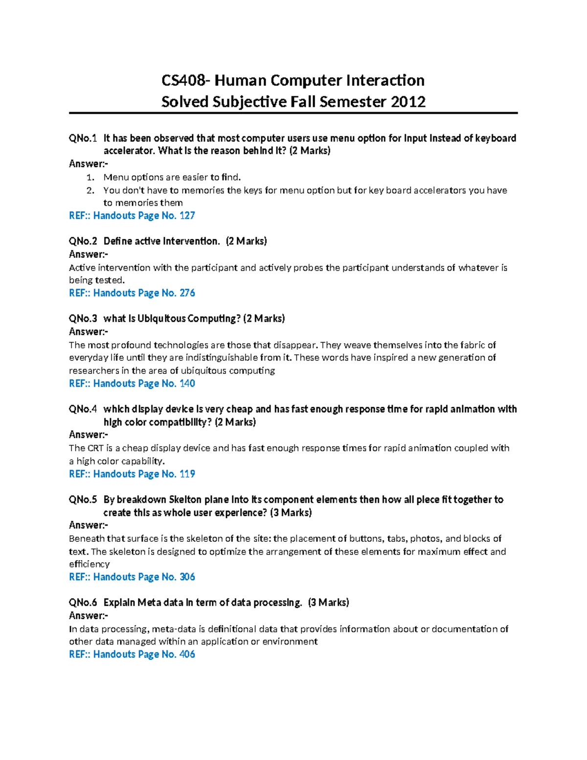 CS408 Final Exam Solutions by Team Hadi - Term File 6 - Studocu