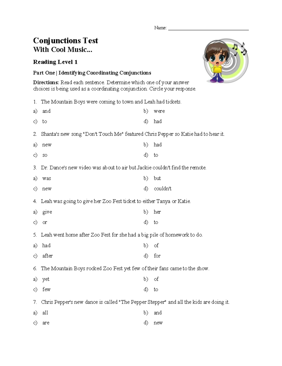 Conjunctions Test: Identifying Coordinating & Subordinating ...