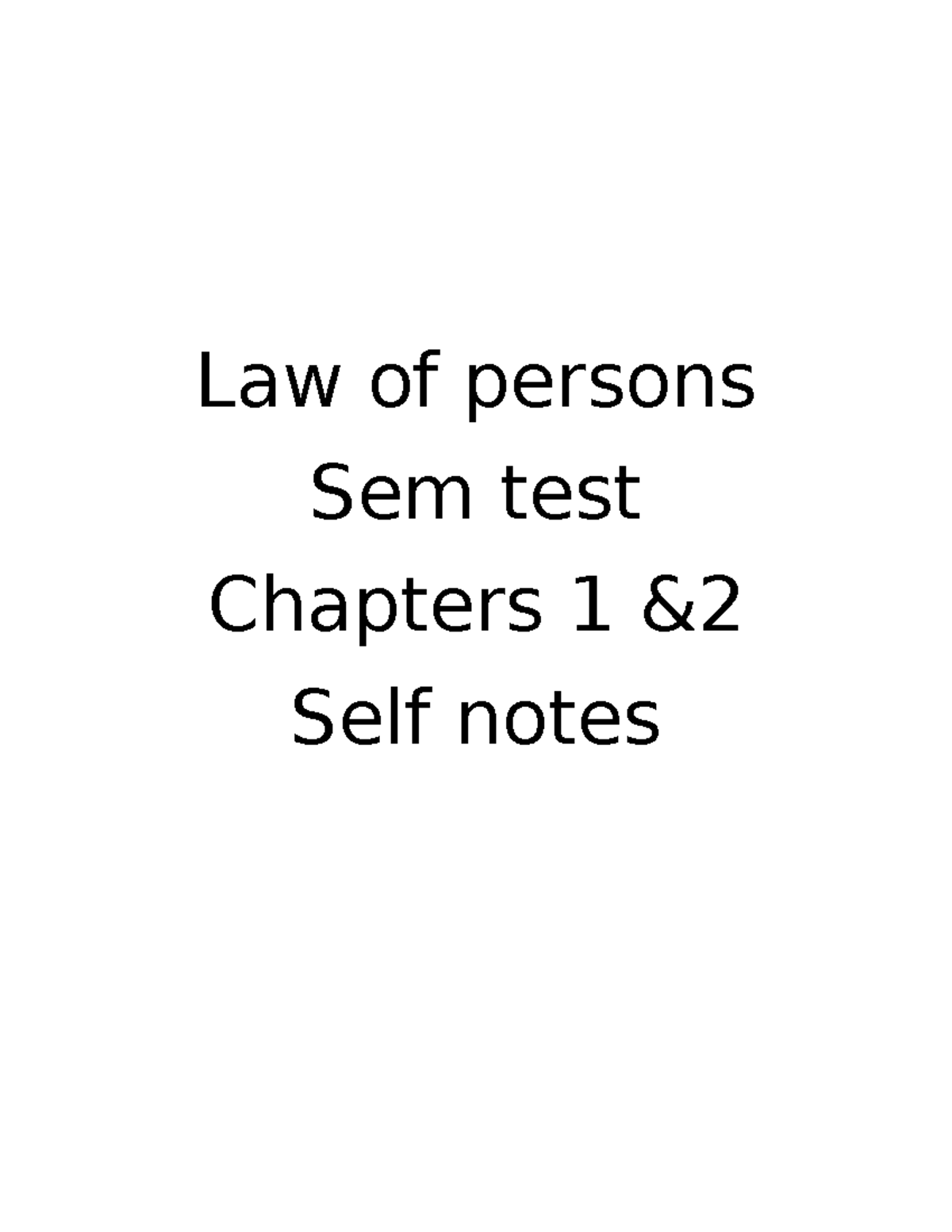 Law of Persons: Revision Notes for Sem Test on Chapters 1 & 2 - Studocu