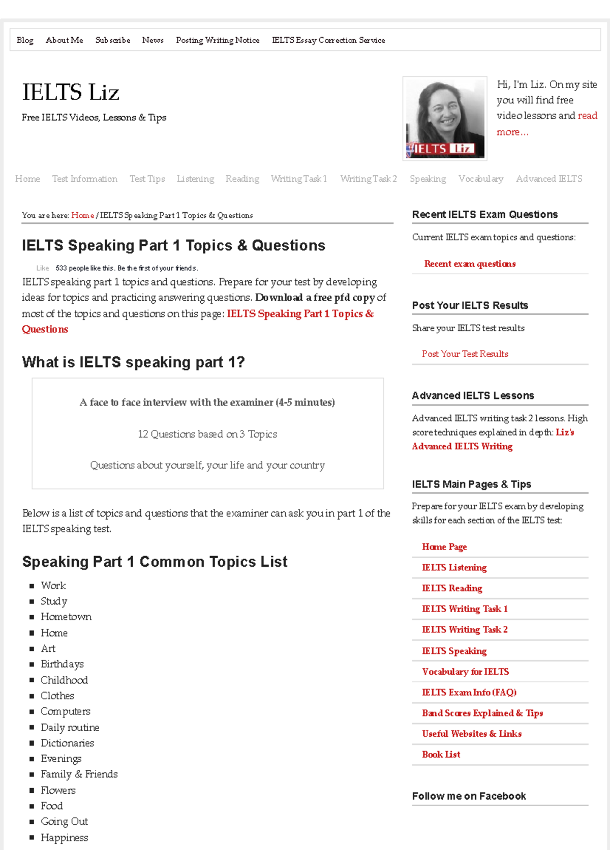 IELTS Speaking Task 1: Common Topics and Cue Card Preparation - Studocu