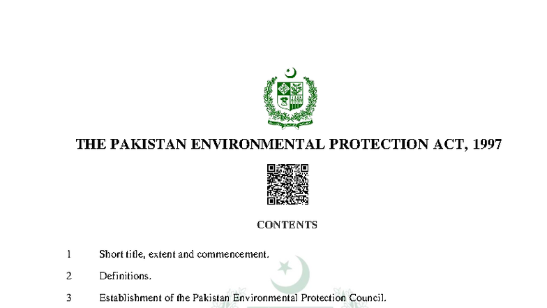 Pakistan Environmental Protection Act, 1997: Comprehensive Overview ...