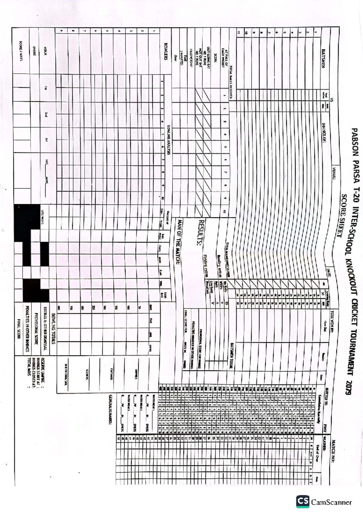 PABSON PARSA KNOCKOUT CRICKET TOURNAMENT 2079 SCORE SHEET - Studocu