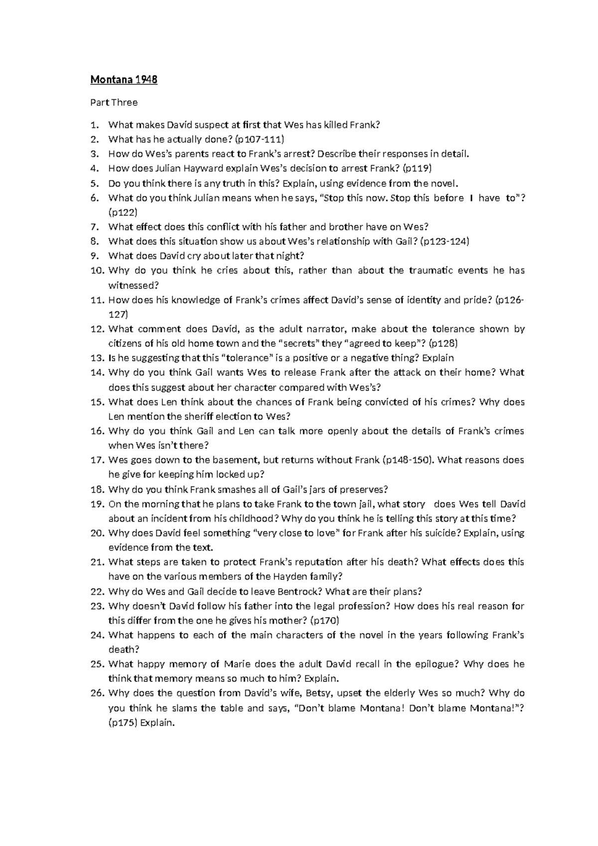 Montana 1948 - Part Three: Comprehension Questions Analysis - Studocu