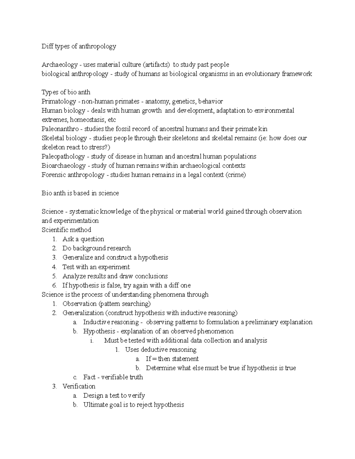 Anthro 002 Lecture Notes: Types of Anthropology Overview - Studocu