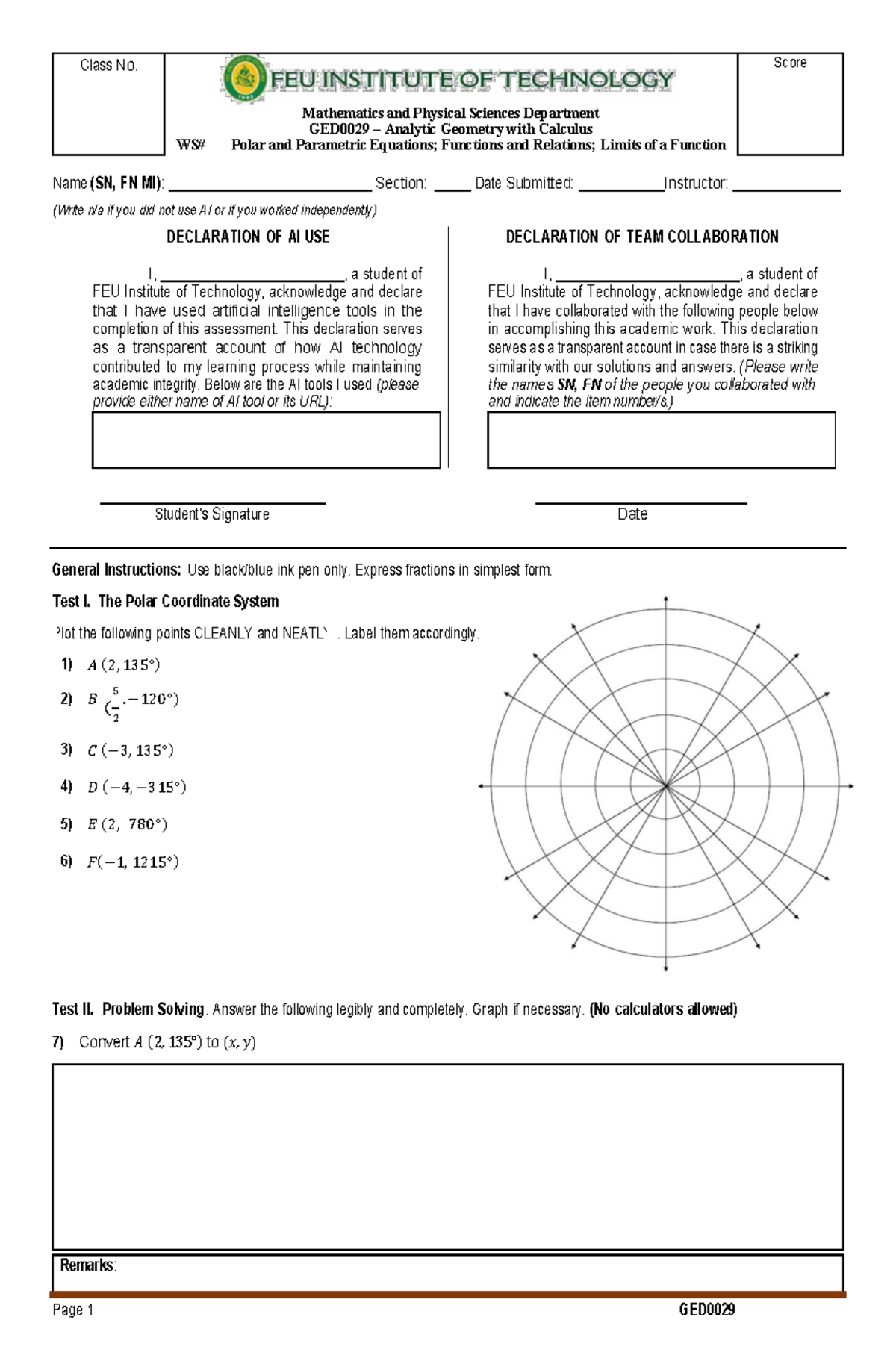 GED0029 Final Exam: Analytic Geometry with Calculus Concepts - Studocu