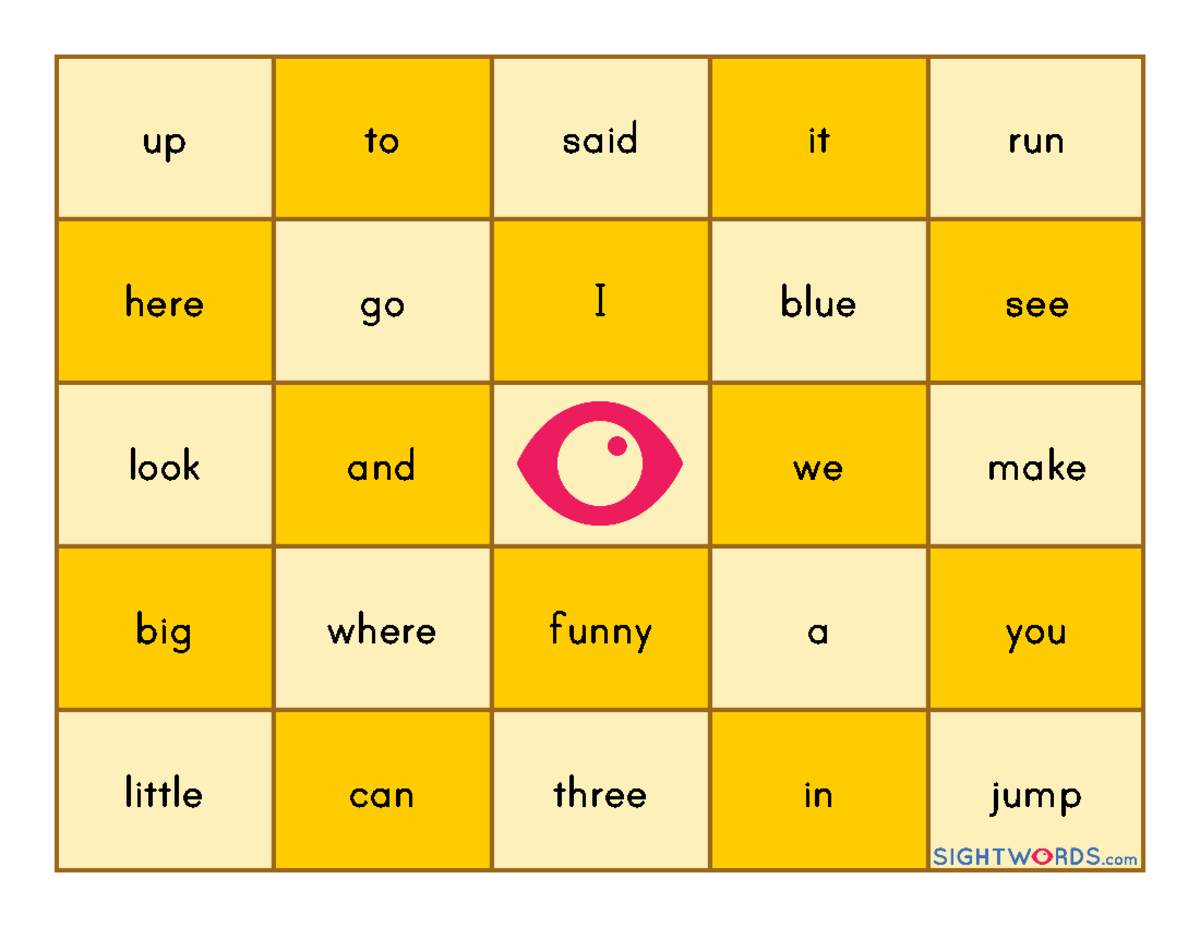 Dolch Pre-K Sight Words Bingo Game Guide - Studocu