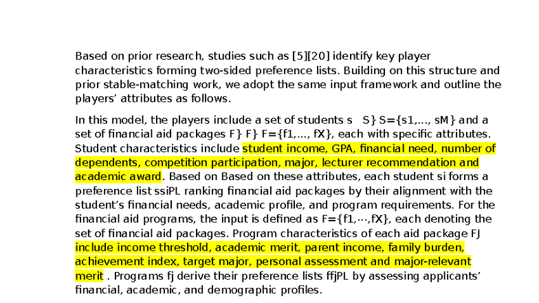 Student-Financial Aid Preference Lists: Key Attributes Analysis - Studocu