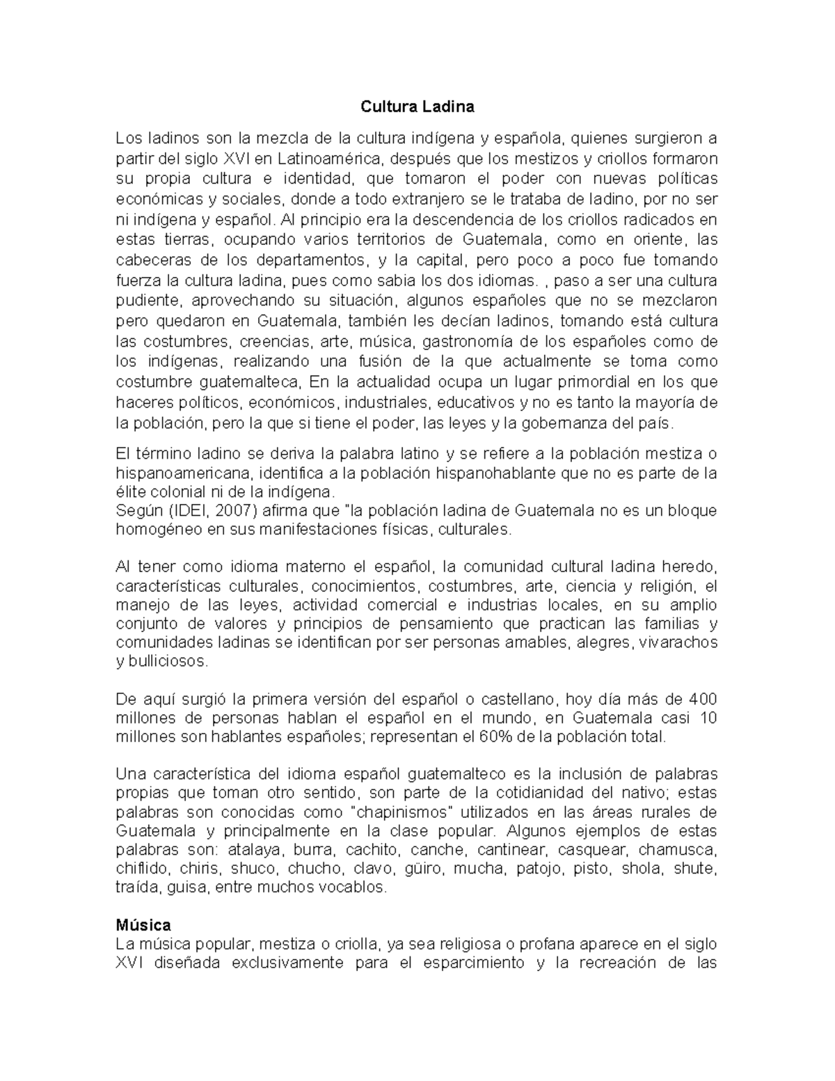Cultura Ladina: Identidad, Tradiciones y Gastronomía en Guatemala - Studocu