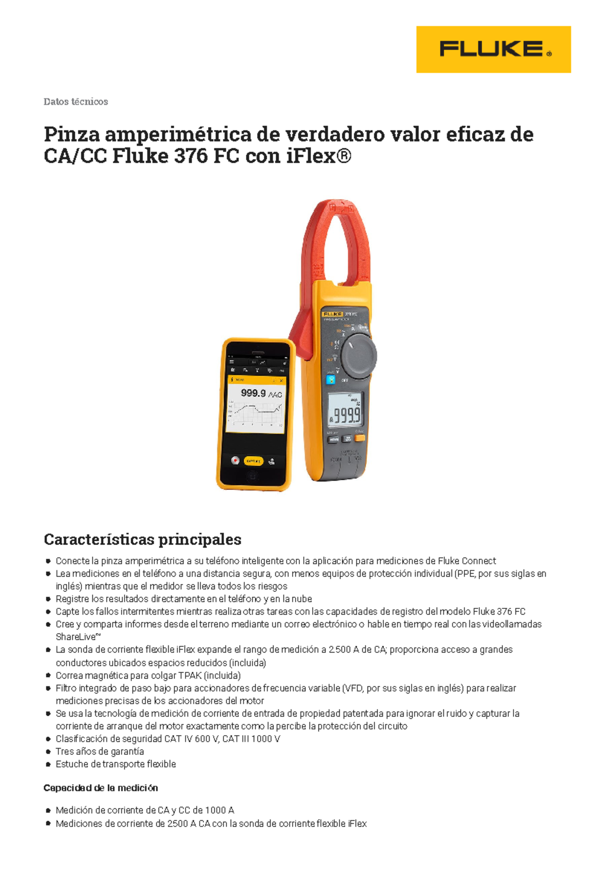 SIG FT-018: Pinza Amperimétrica Fluke 376 FC - Especificaciones y ...