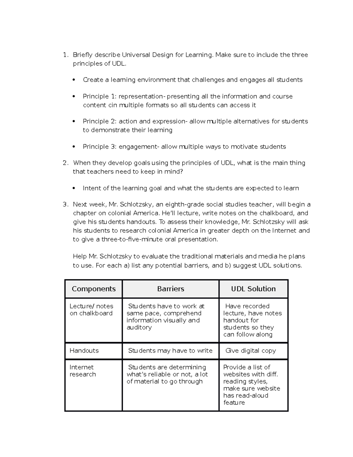 IRIS UDL Assessment - UDL Principles for Inclusive Learning Strategies - Studocu