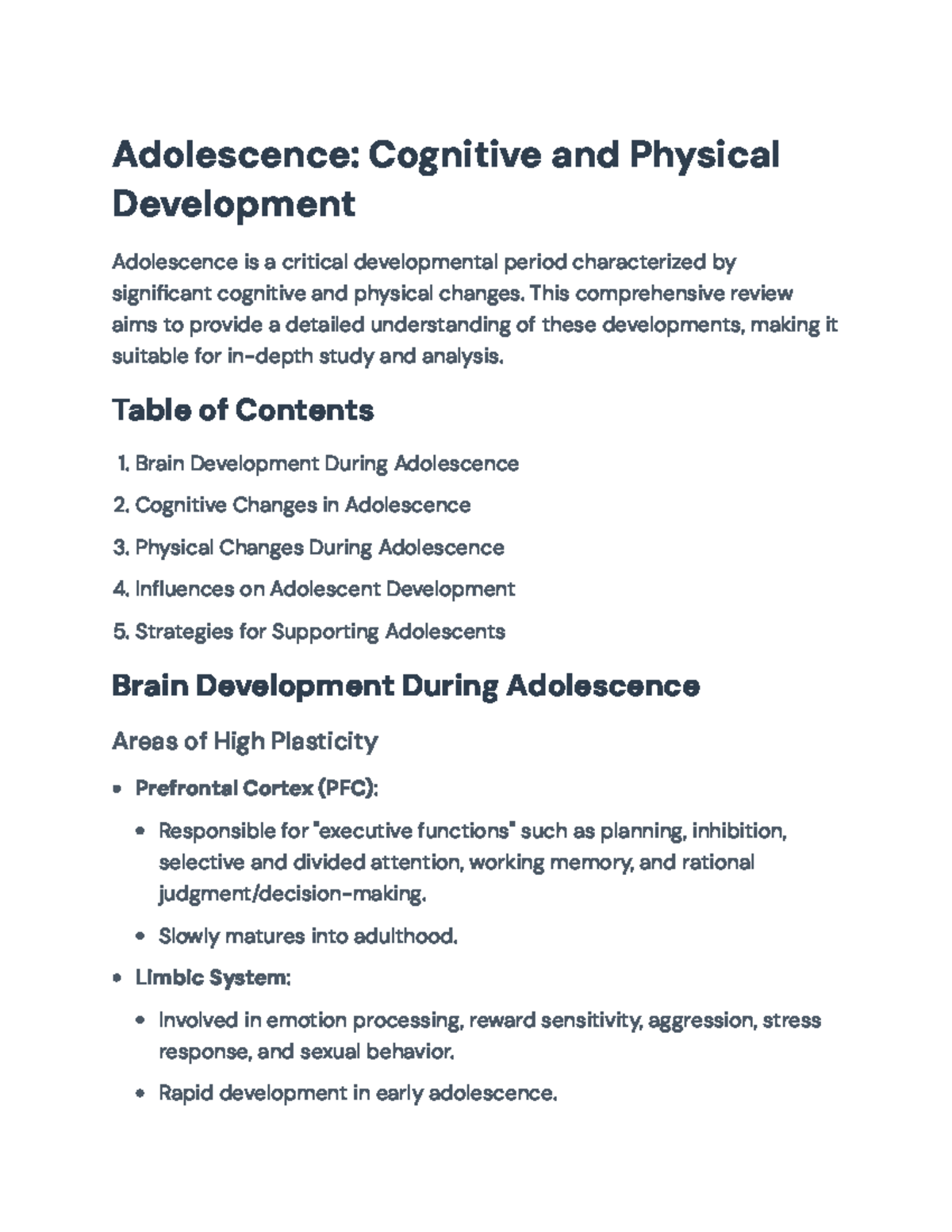 Adolescent Development: Cognitive and Physical Changes Overview ...