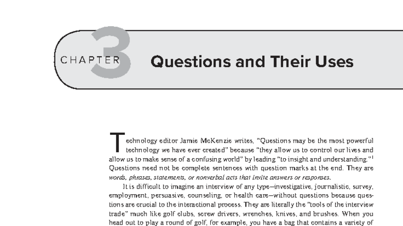 Chapter 3: Understanding Question Types and Their Uses in Interviews ...