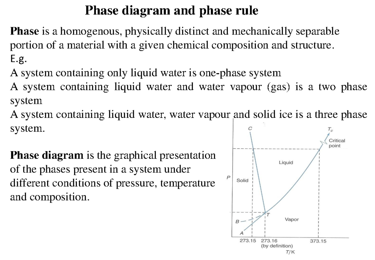 Phase rule and phase diagram - Copy - Phase is a homogenous, physically ...