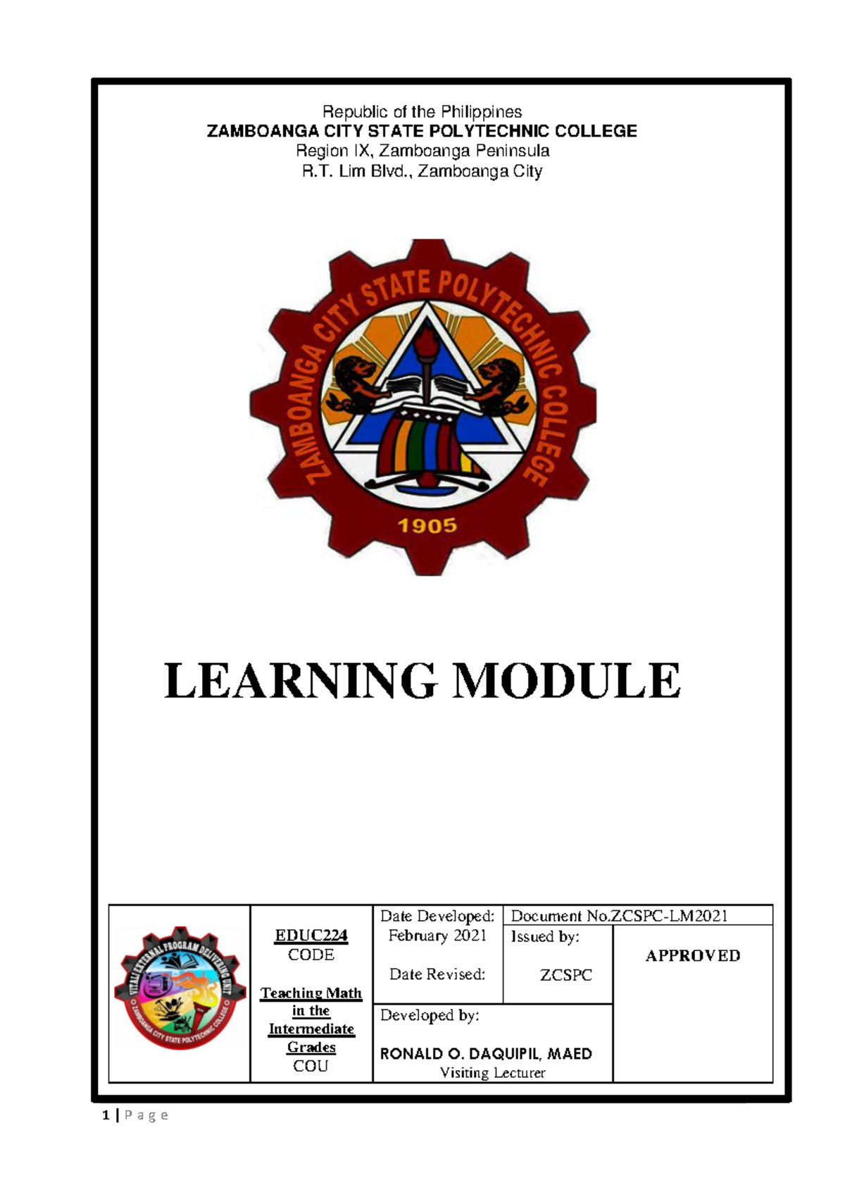 EDUC224 Learning Module: Teaching Math in Intermediate Grades - Studocu