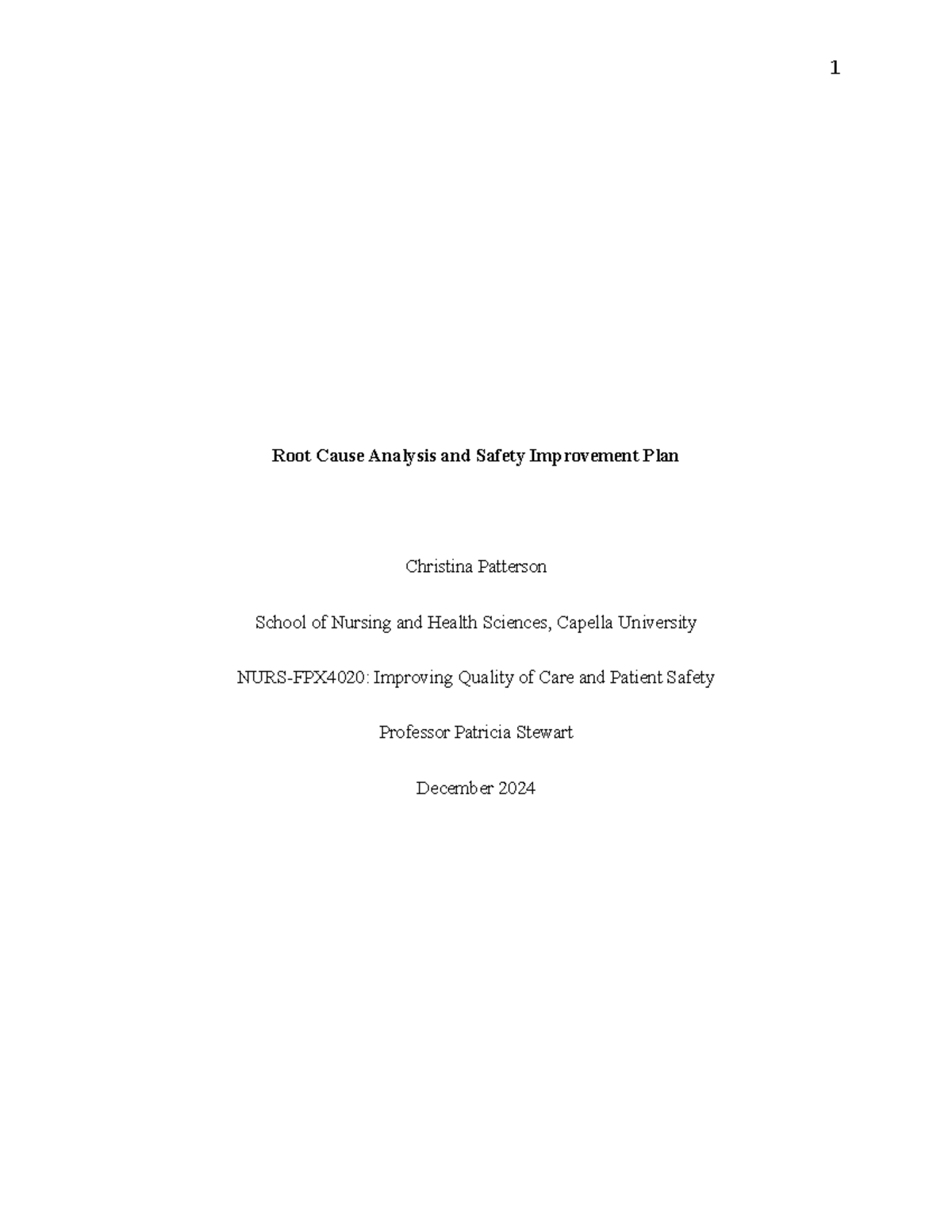 Nurs4020 Assignment 2 Root Cause Analysis And Safety Improvement