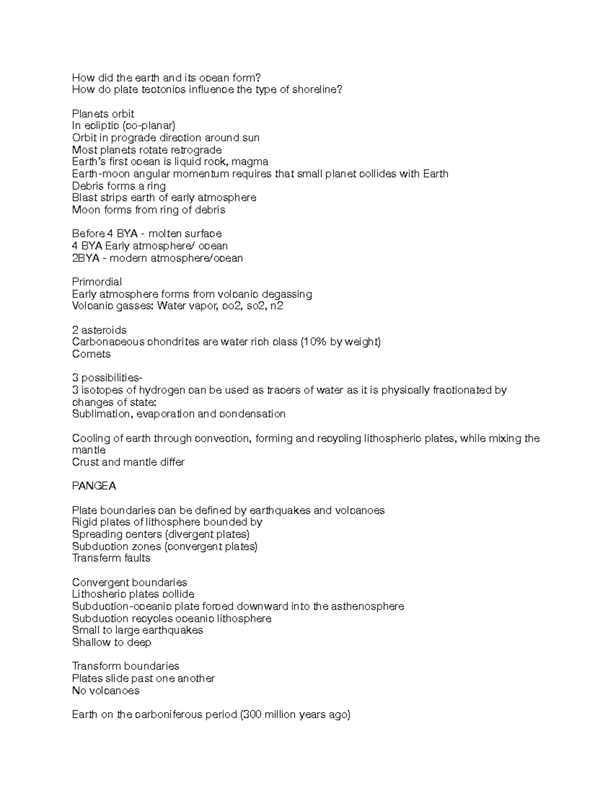 Beaches and coasts notes - How did the earth and its ocean form? How do ...