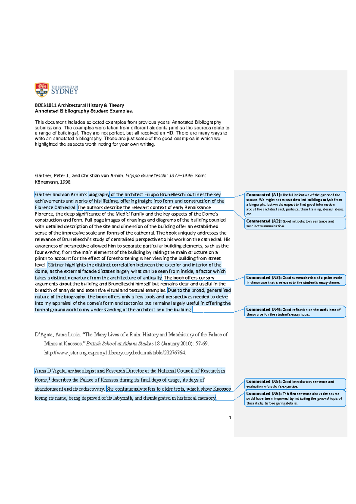 BDES1011 Architectural History Theory: Annotated Bibliography Examples ...