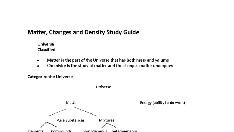 Matter, Changes, and Density Study Guide (CHEM 2025) - Studocu