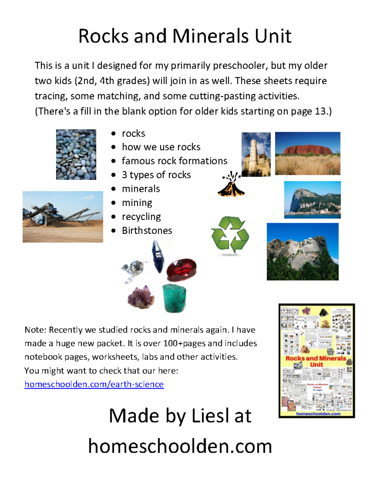 Rocks and Minerals Unit Worksheets for K-4 Grades Activities - Studocu