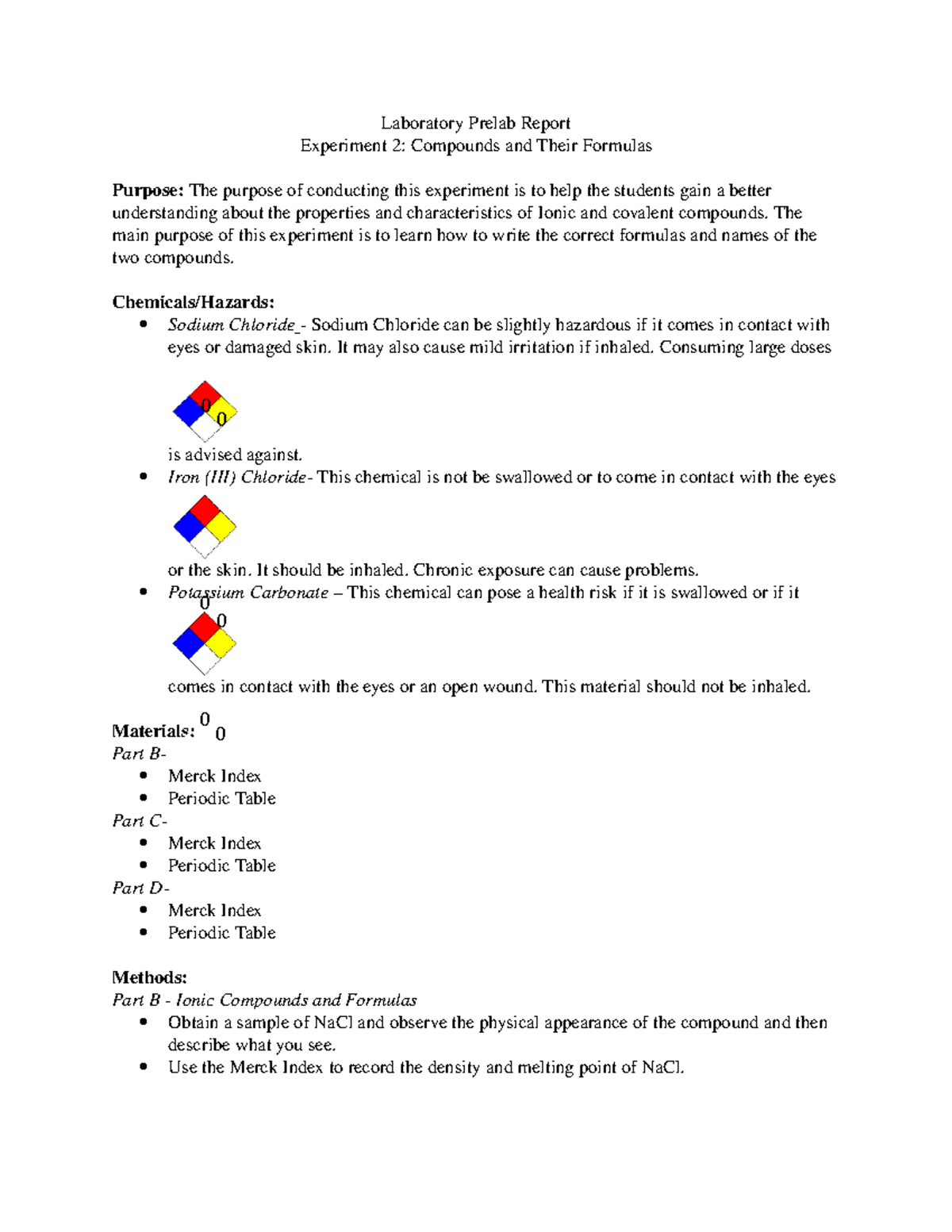 Laboratory Prelab Report - Laboratory Prelab Report Experiment 2 ...