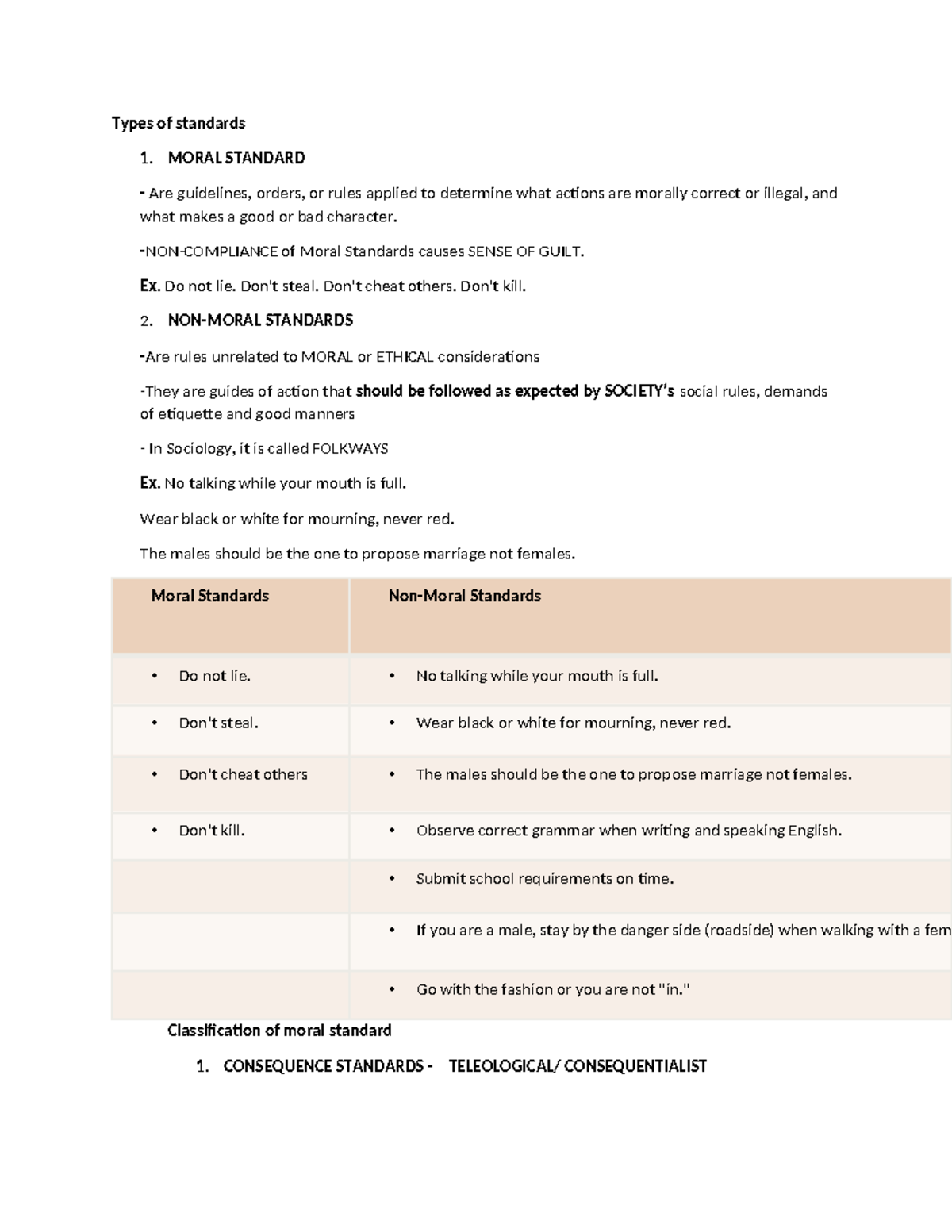 Ethics L1 - Types of Moral and Non-Moral Standards Explained - Studocu