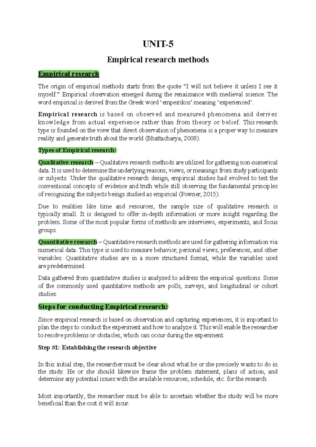 HCI Notes: Empirical Research Methods and Experiment Design (Units 5-7 ...