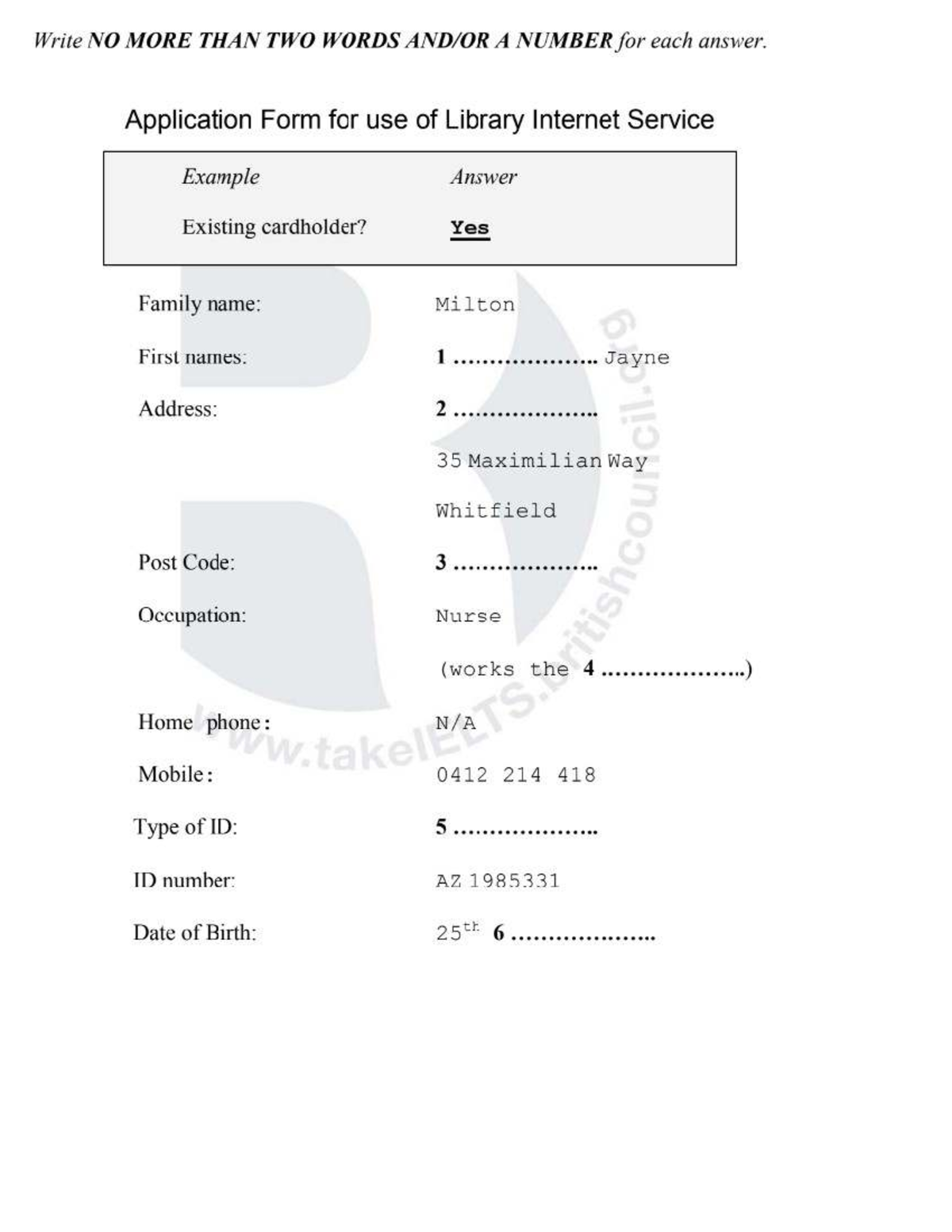 ROAD TO IELTS: Library Internet Service Application Form T2 - Studocu