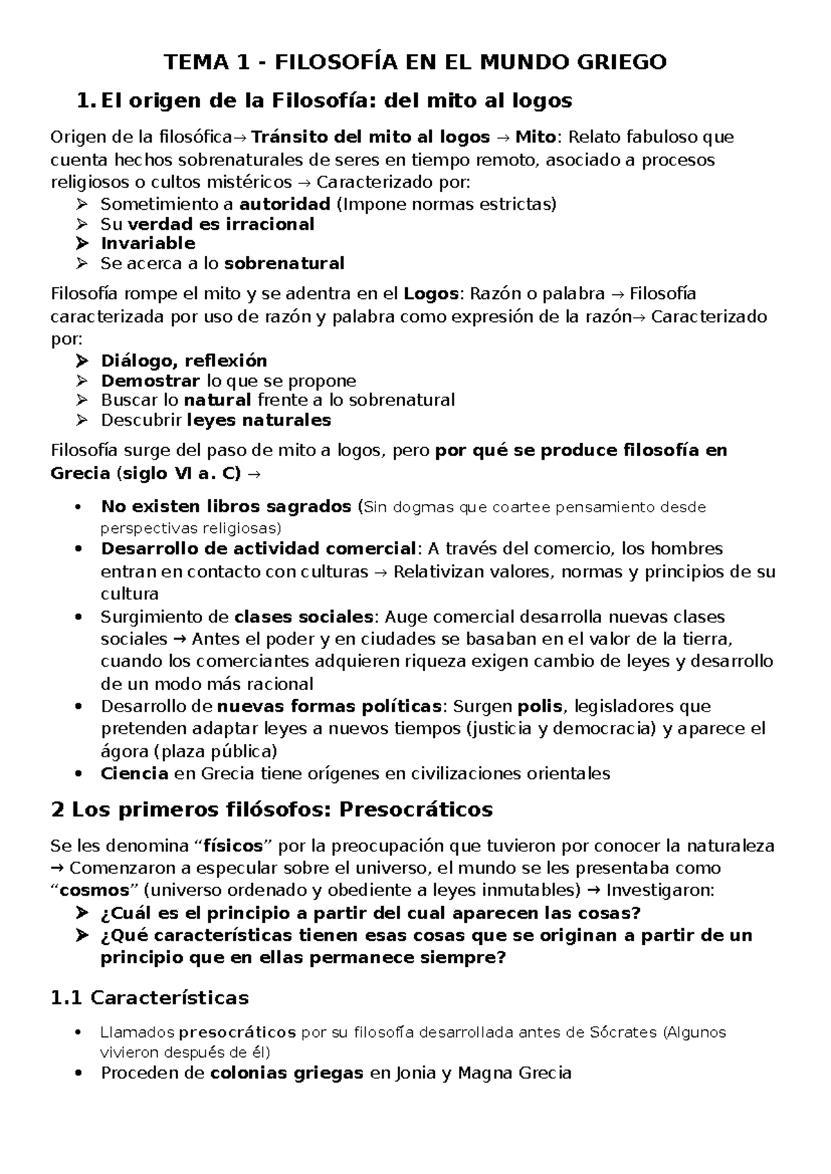 TEMA 1 - FILOSOFÍA EN EL MUNDO GRIEGO: Sócrates y Sofistas - Studocu