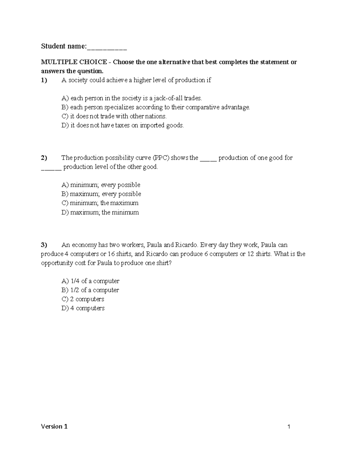Chapter 15 Quiz (Version 1) - Multiple Choice Questions - Studocu
