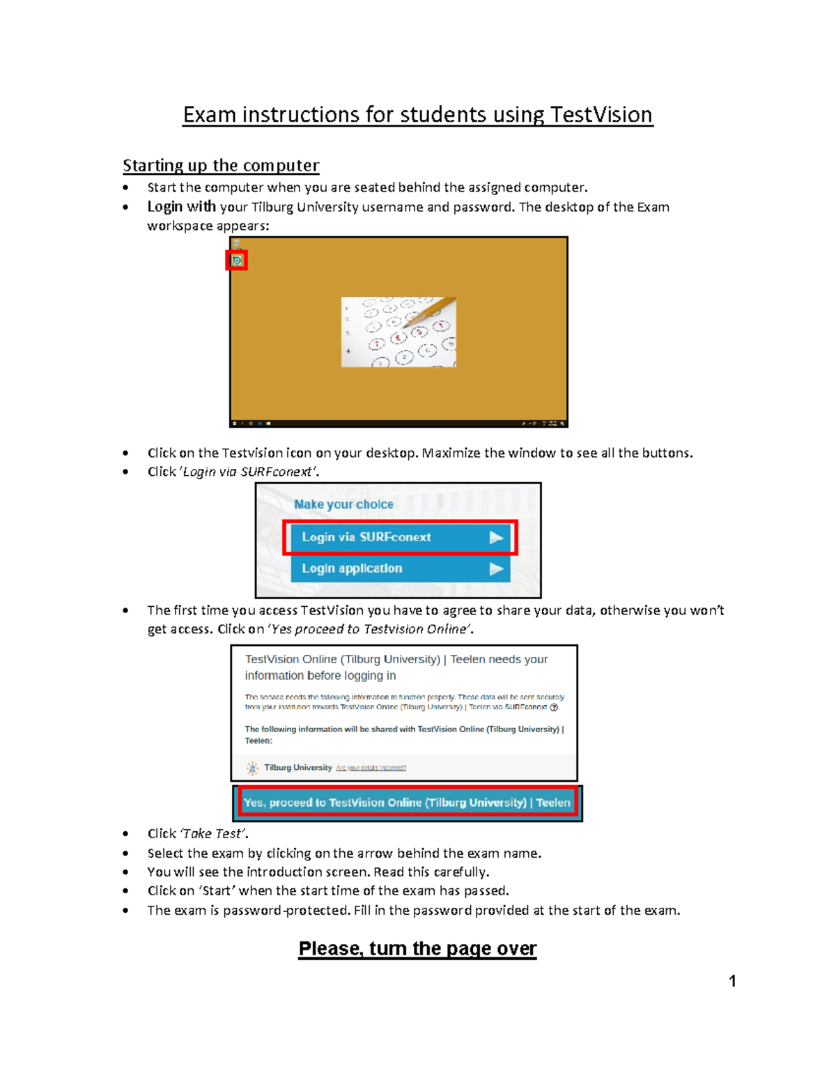 Exam Instructions for Students Using TestVision System - Studeersnel