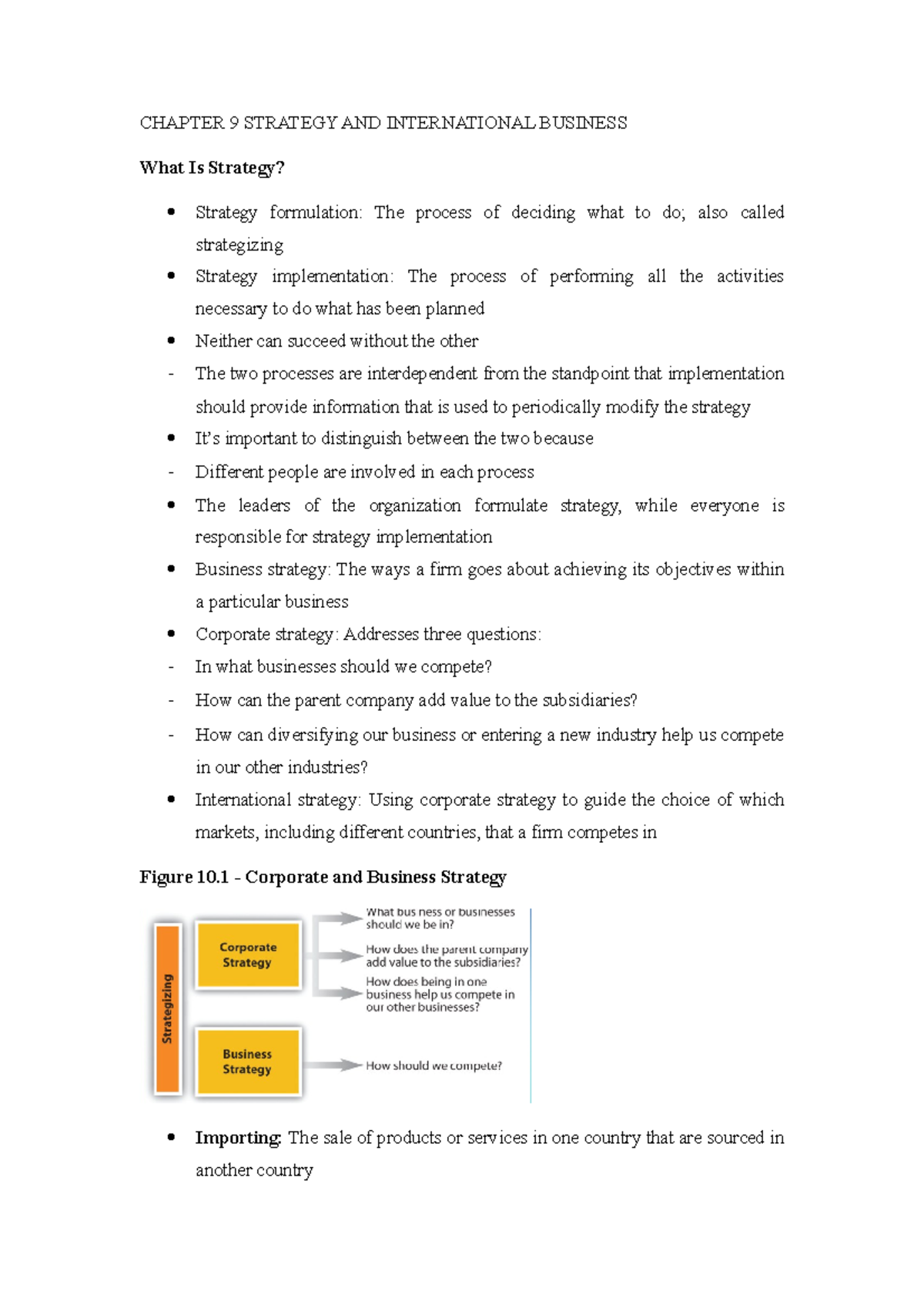Chapter 9: Strategy Formulation & International Business Insights - Studocu