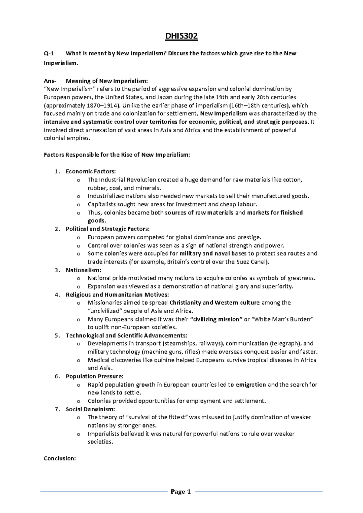DHIS302 - Comprehensive Guide to New Imperialism and Its Global Impact ...