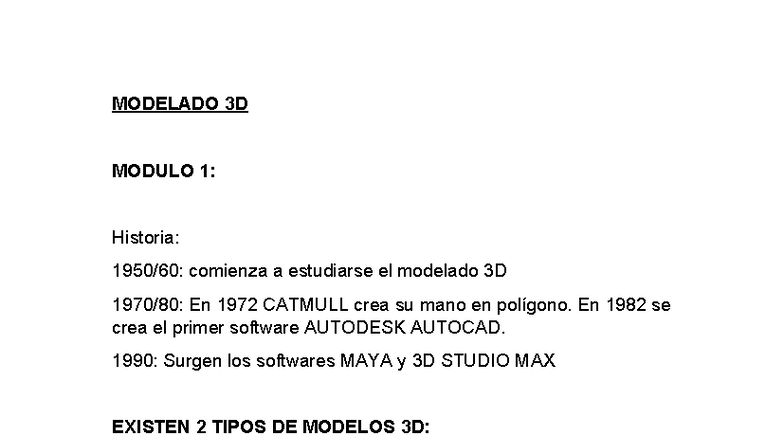 Modelado 3D MOD 1 y 2: Resumen de Técnicas y Herramientas - Studocu