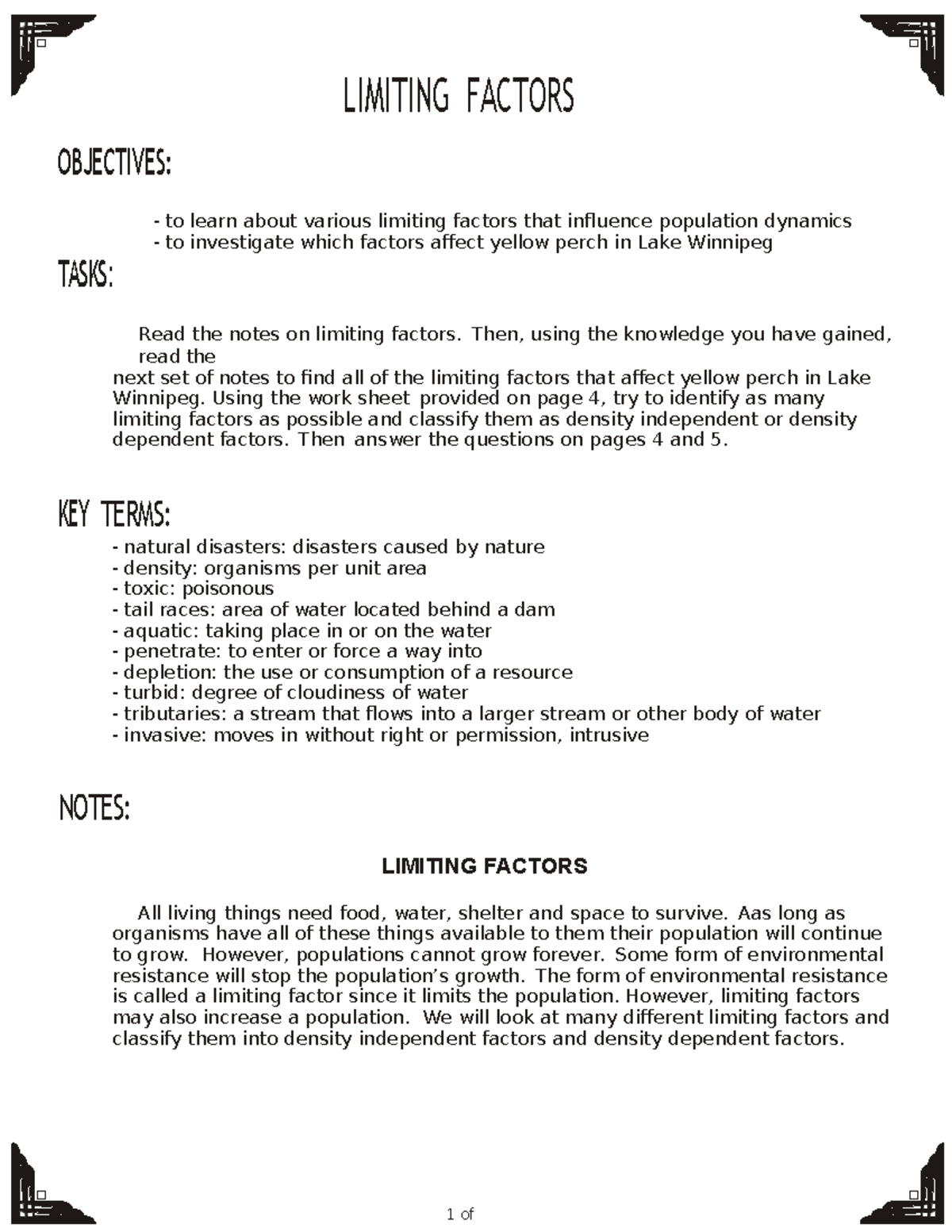 Limiting Factors and Population Dynamics: Yellow Perch in Lake Winnipeg ...