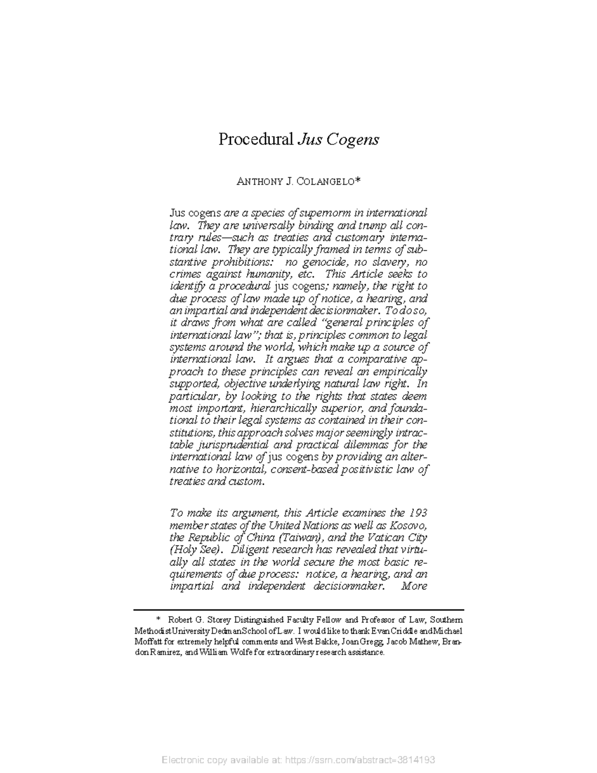 Procedural Jus Cogens: A Comprehensive Study on Due Process Rights ...
