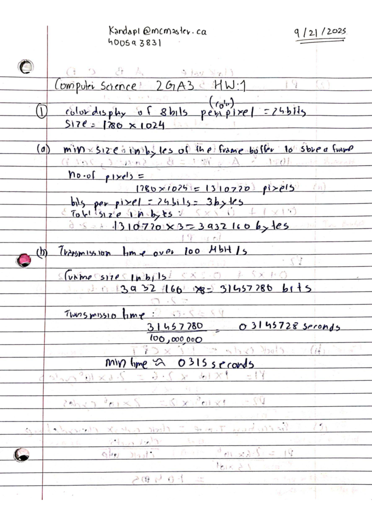 2GA3 Computer Science 2GA3 Assignment 1: Color Display & Performance ...