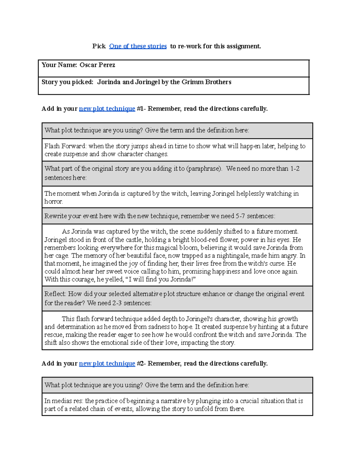 1.05 Techniques in Storytelling: Plot Structure Analysis for Jorinda ...