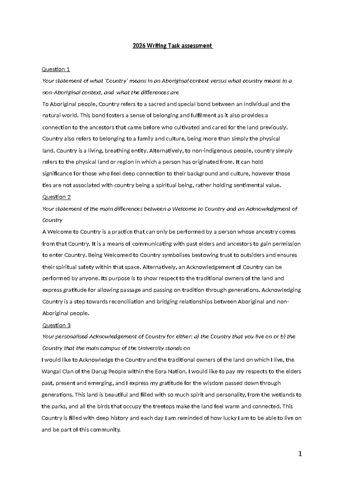 BIOL1006 Writing Task: Understanding Aboriginal Concepts of Country ...