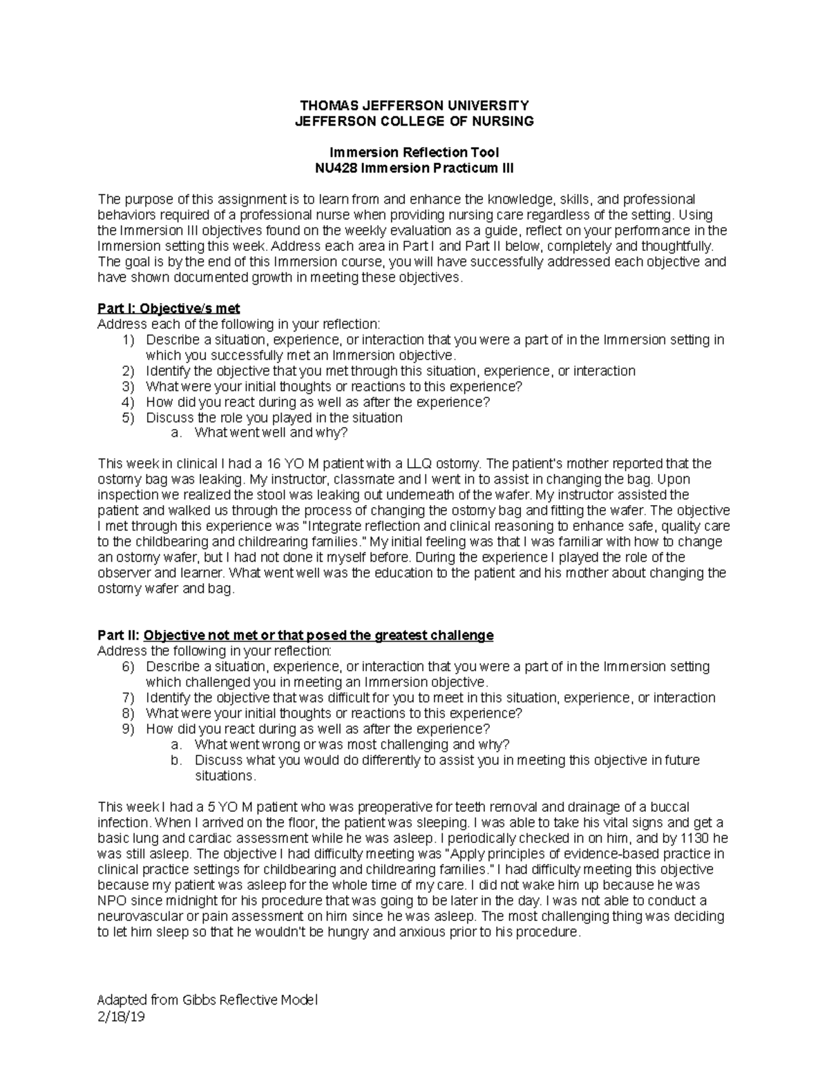 11:15 Immersion Reflection Tool - THOMAS JEFFERSON UNIVERSITY JEFFERSON ...