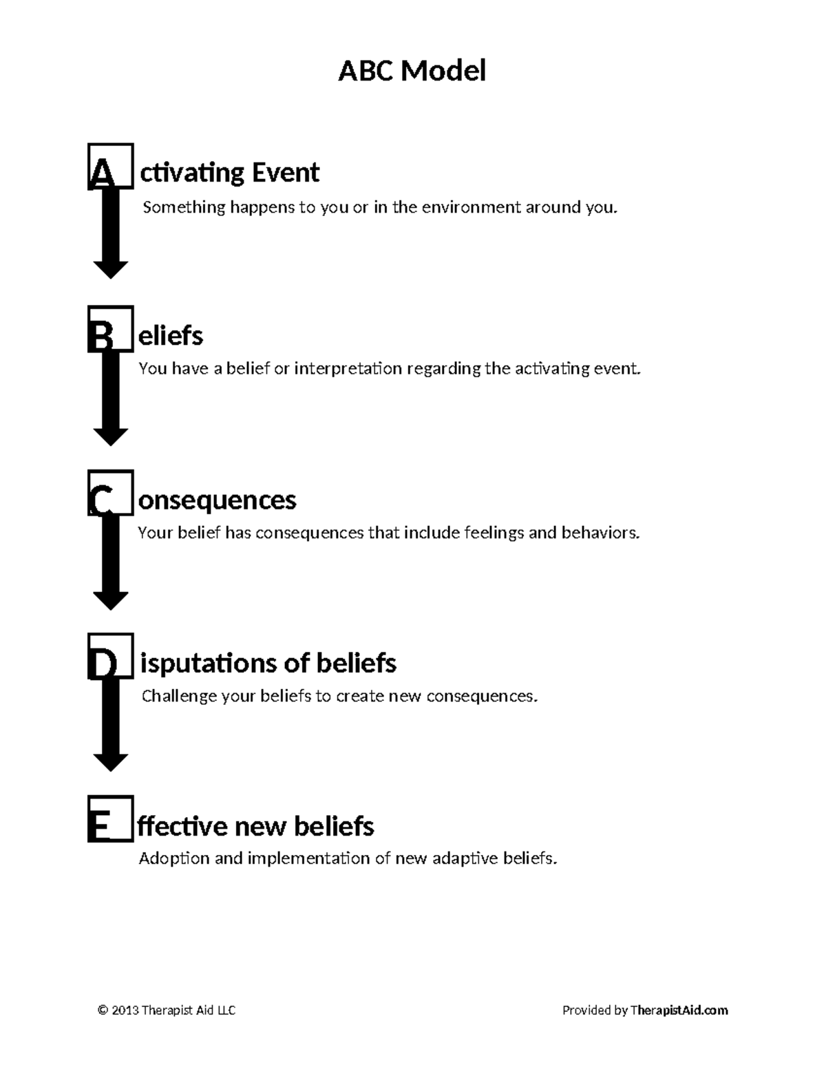Abc model for rebt - © 2013 Therapist Aid LLC Provided by TherapistAid ...
