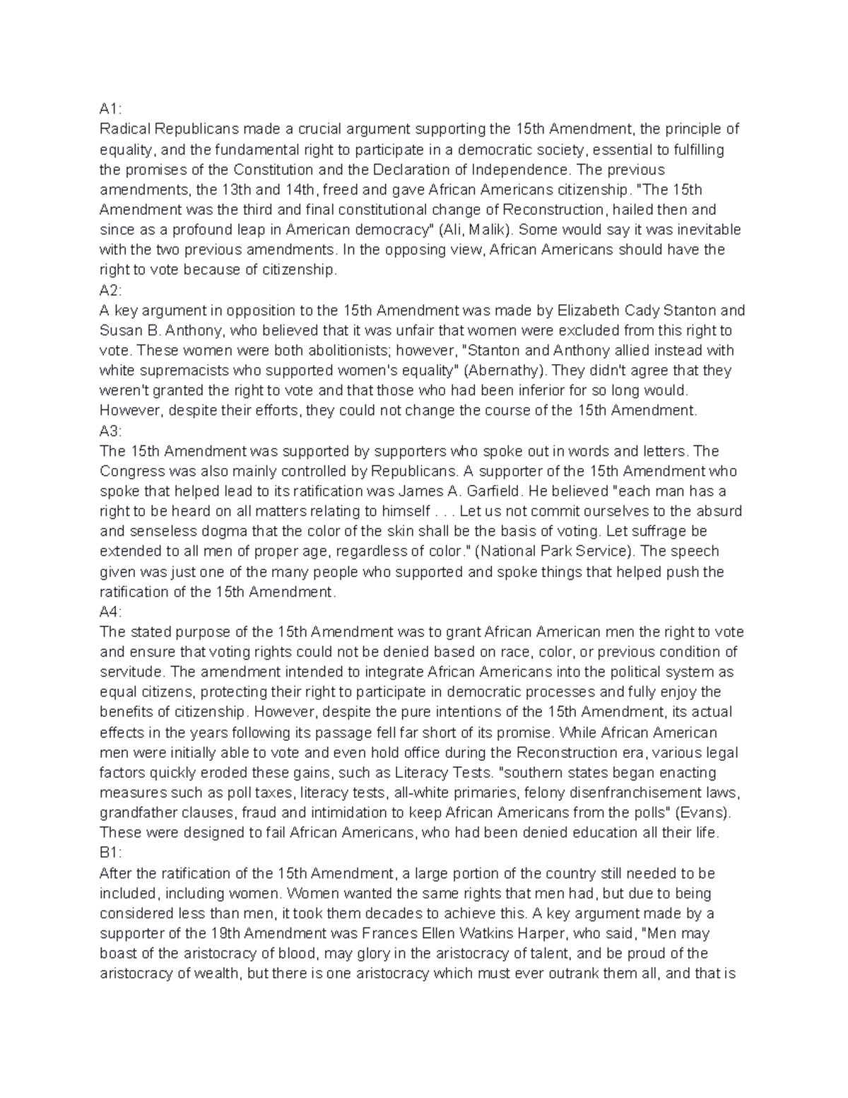 QSM2 Task 2 Revision: Social Activism & Voting Rights History - Studocu