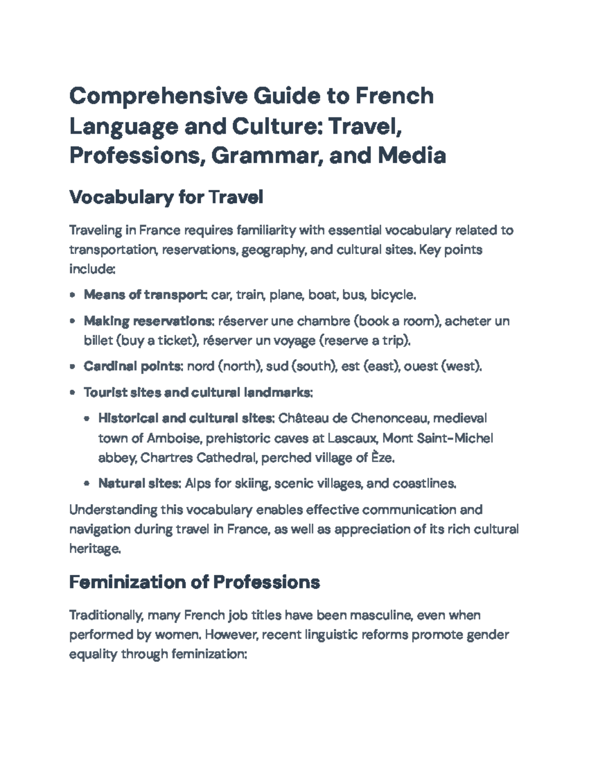 Comprehensive Guide to French Language & Culture: Travel, Grammar ...