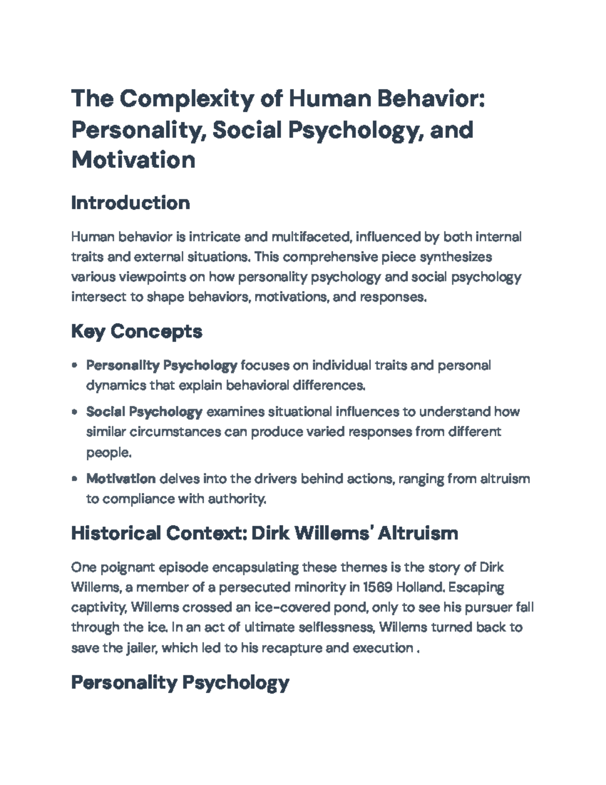 The Complexity of Human Behavior: Personality & Social Psychology ...